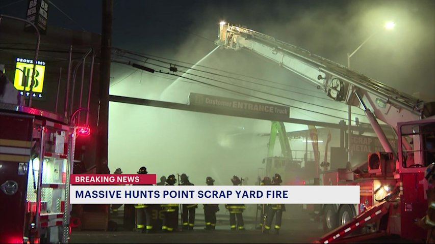 Massive scrapyard fire fills Hunts Point sky with smoke; no injuries ...
