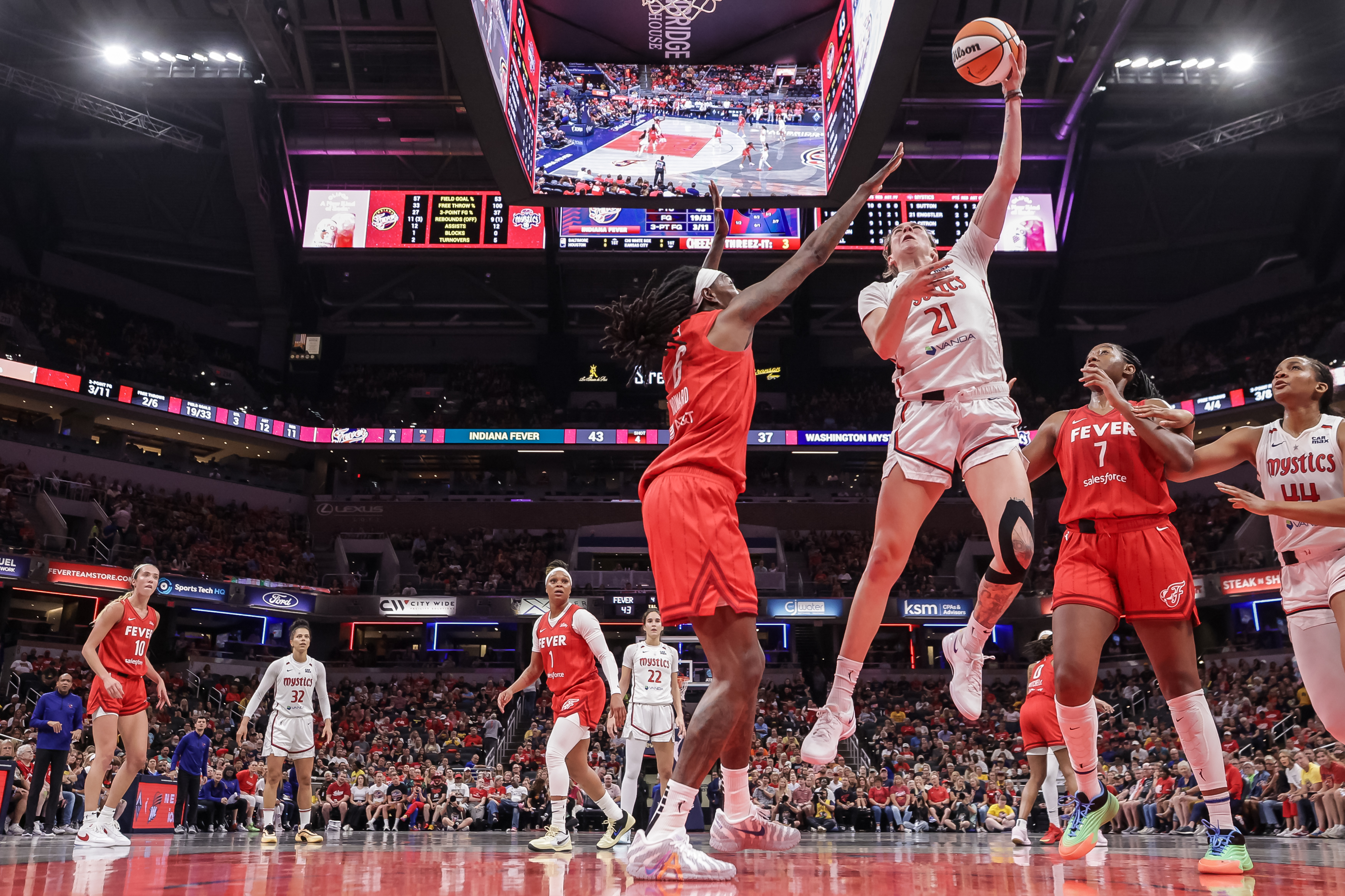 The Mystics, with a roster in flux, beat the Caitlin Clark-less Fever