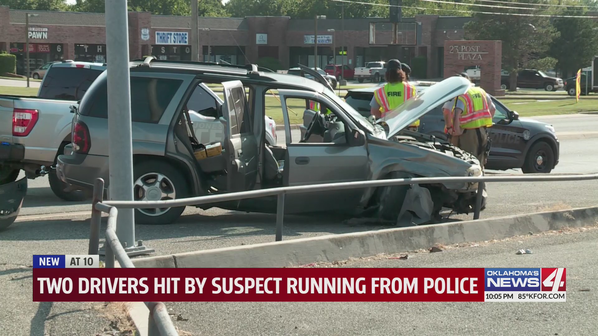 Two drivers hit by suspect running from police