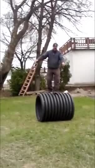 Dad Falls after Rolling on Tube