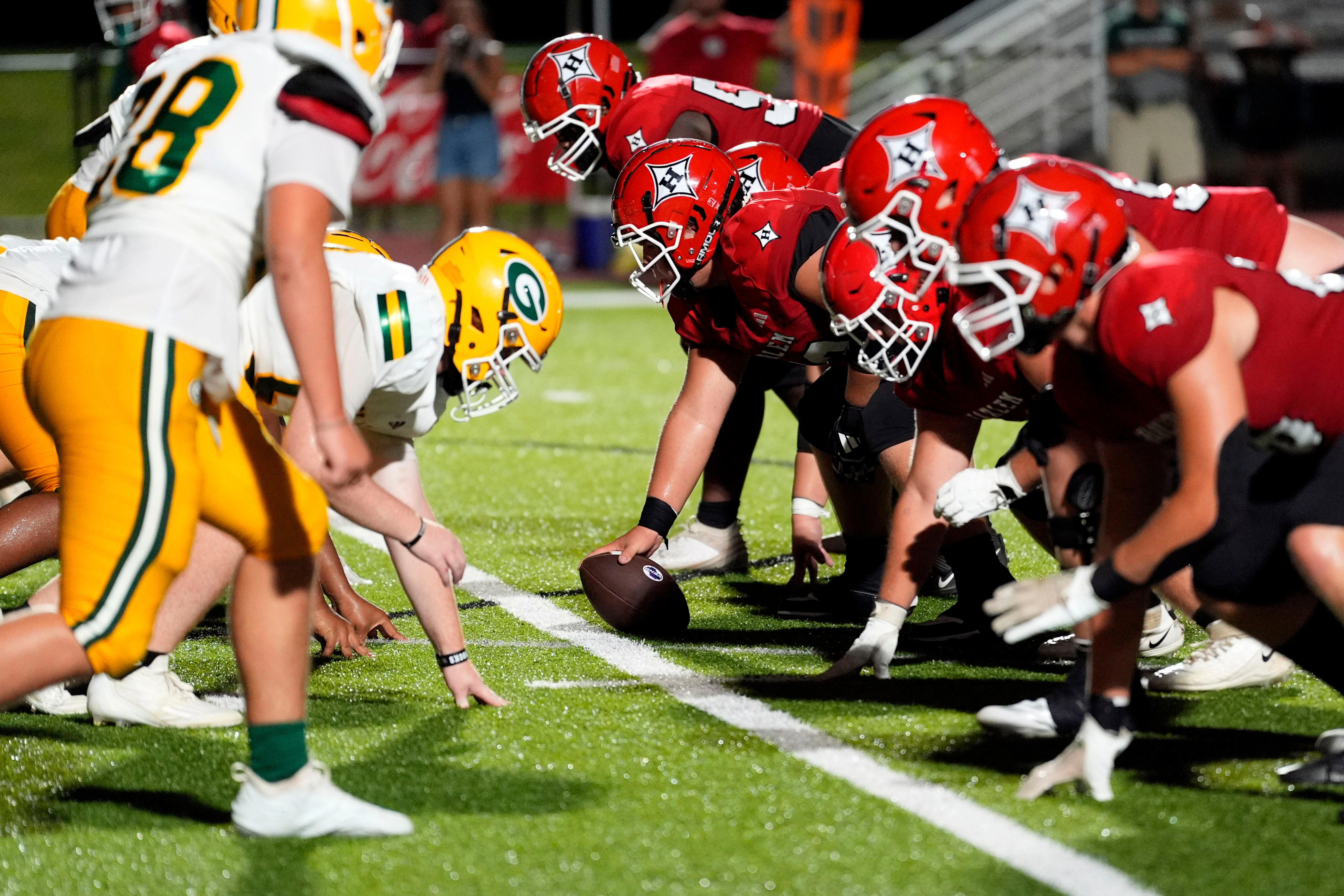 Harlem football offense rolls over Greenbrier before weather cancellation
