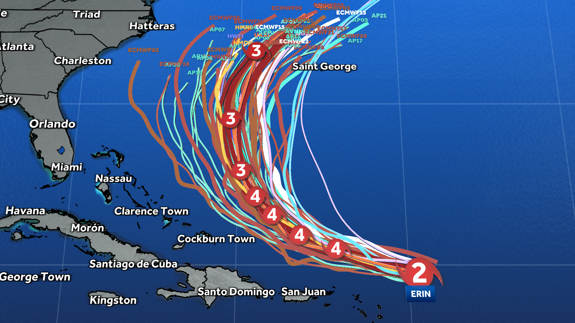 Hurricane Erin is a Category 2 and may rapidly intensify, Category 4 ...