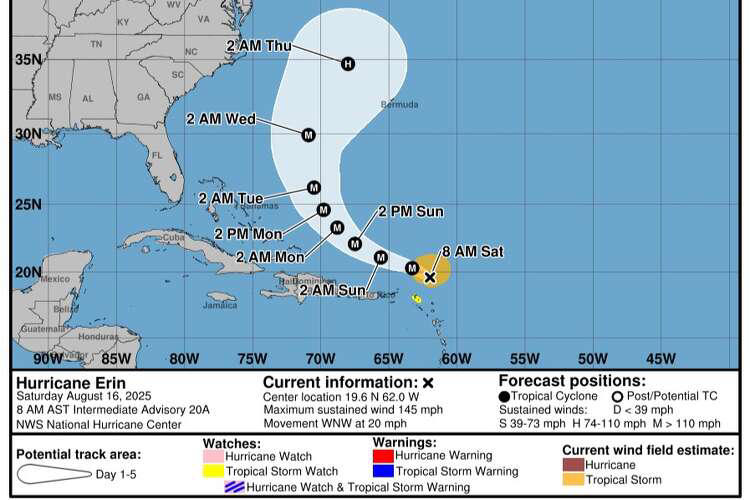 Hurricane Erin intensifies to Category 4; Puerto Rico, Virgin Islands ...