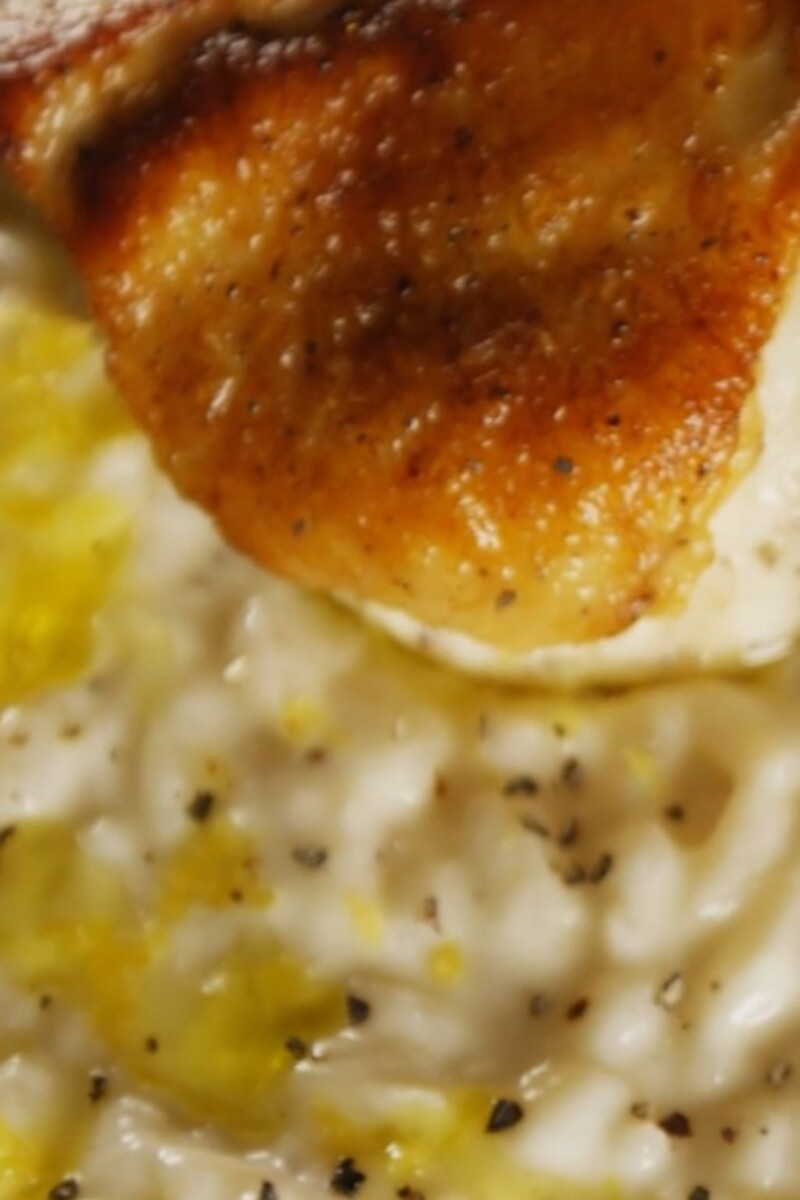 Risotto crémeux au citron grec et aux échalotes grillées