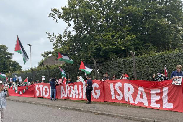 Pro-Palestine protesters chant ‘RAF shame on you’ at air base demonstration