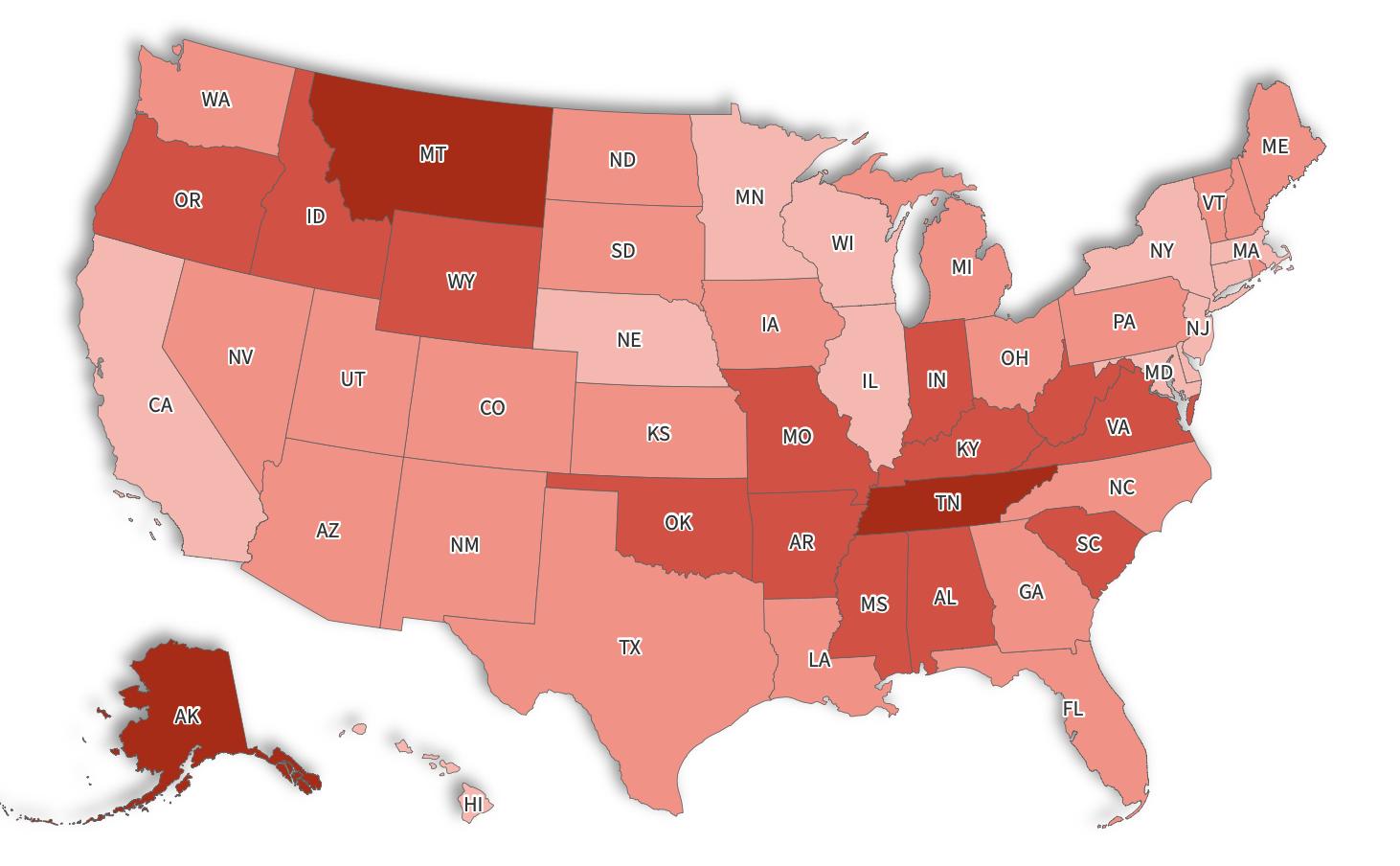 Map shows states with the most, least homeschooled students