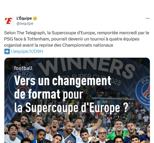 The European Super Cup is heading for a major evolution