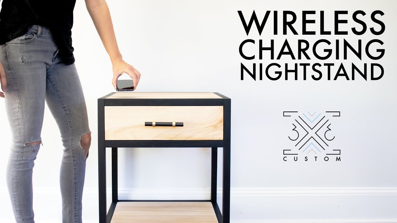 How to Make a Wireless Charging Nightstand // Woodworking // Faux Metal ...