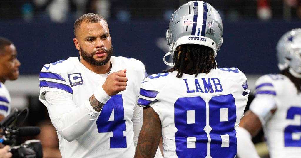 Dak Prescott, CeeDee Lamb emerges in full pads for warmups, still not ...