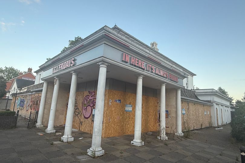Site of UK's first TGI Fridays covered in graffiti and broken glass