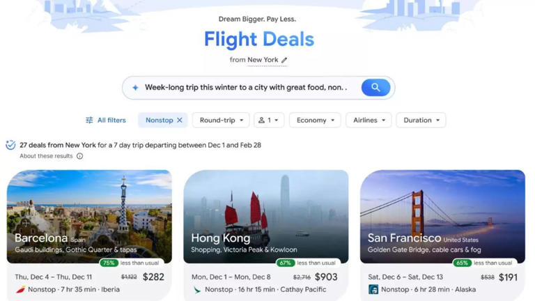 Google Launches AI ‘Flight Deals’ to Help You Find Cheaper Tickets