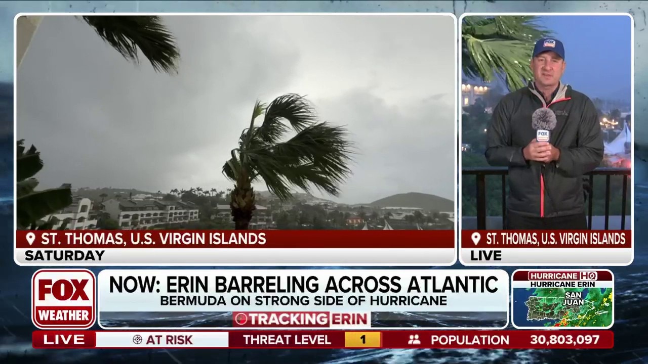 Outer bands from Hurricane Erin lash Caribbean islands with heavy rain ...
