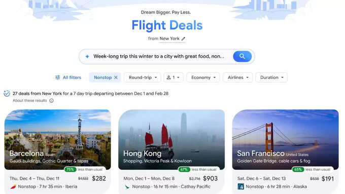 Google Launches AI ‘Flight Deals’ to Help You Find Cheaper Tickets