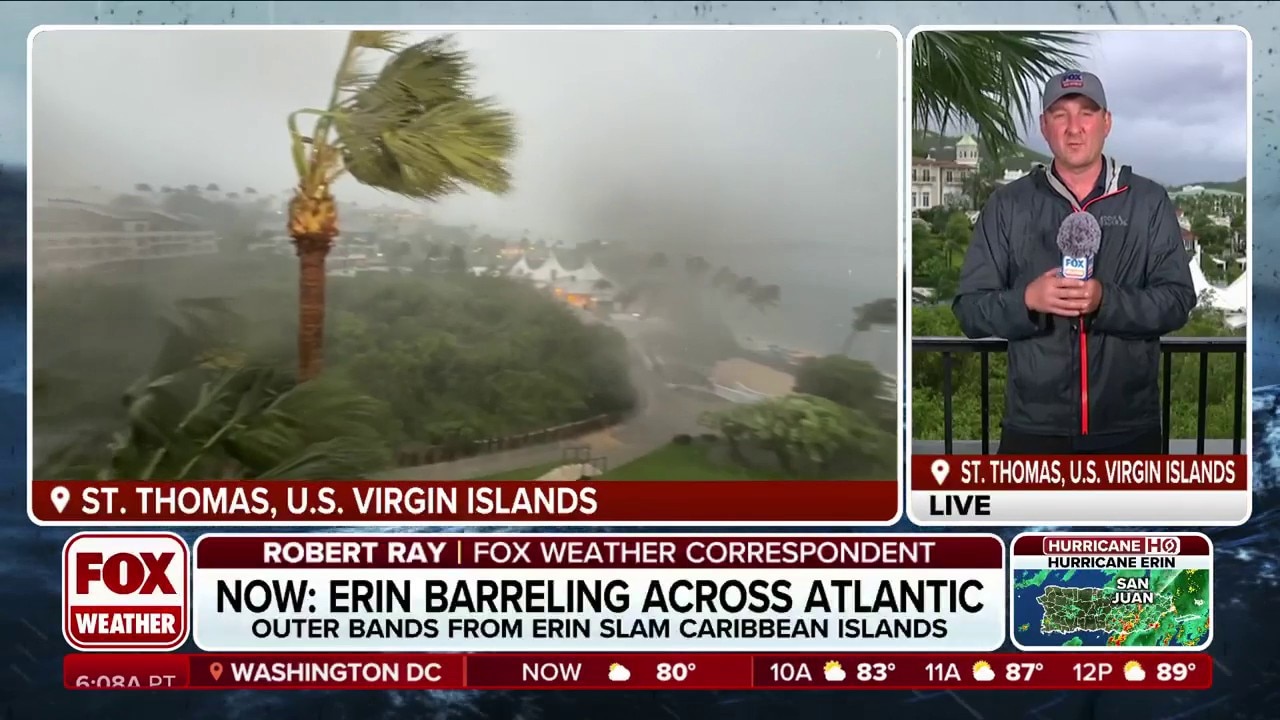 Hurricane Erin charges across Atlantic bringing strong wind, heavy rain ...