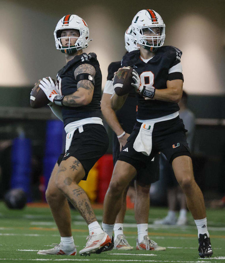 Miami Hurricanes' Mario Cristobal talks Notre Dame, names Carson Beck's ...