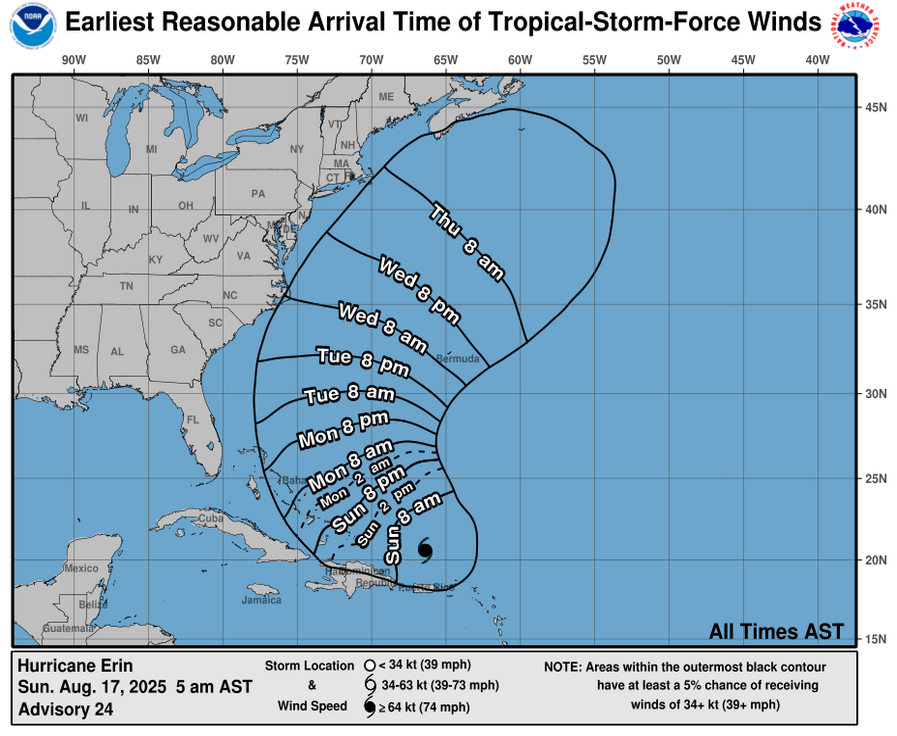 Hurricane Erin tracker: See map of the storm's forecasted path