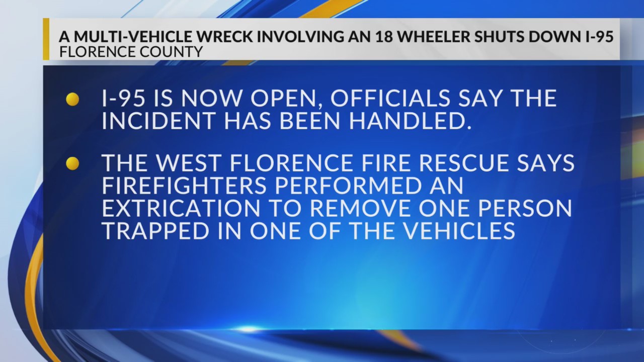 Wreck involving 18-wheeler snarls traffic on Interstate 95 in Florence ...