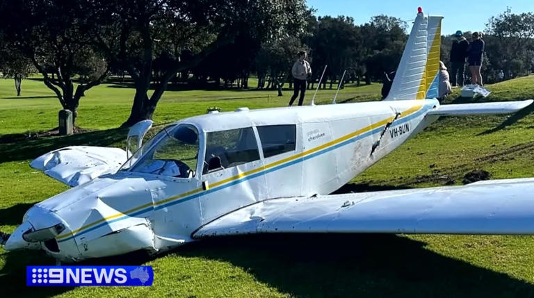 Small plane crash lands onto Sydney golf course in lesson gone wrong ...