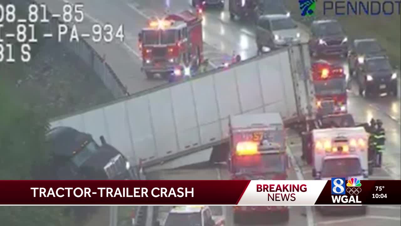 Tractor-trailer hanging off embankment, I-81 closed after crash in ...