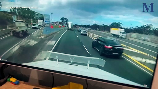 Mercedes rear-ended by truck barrelling down Mount Ousley Road