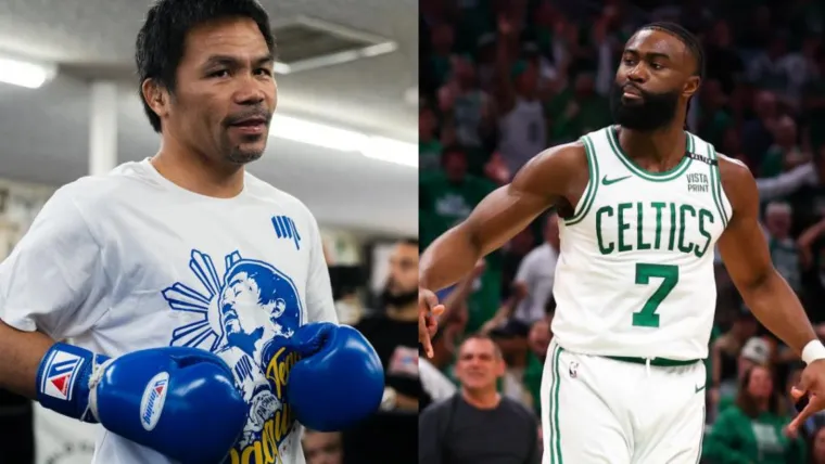 Celtics' Jaylen Brown links up with boxing legend Manny Pacquiao in Manila