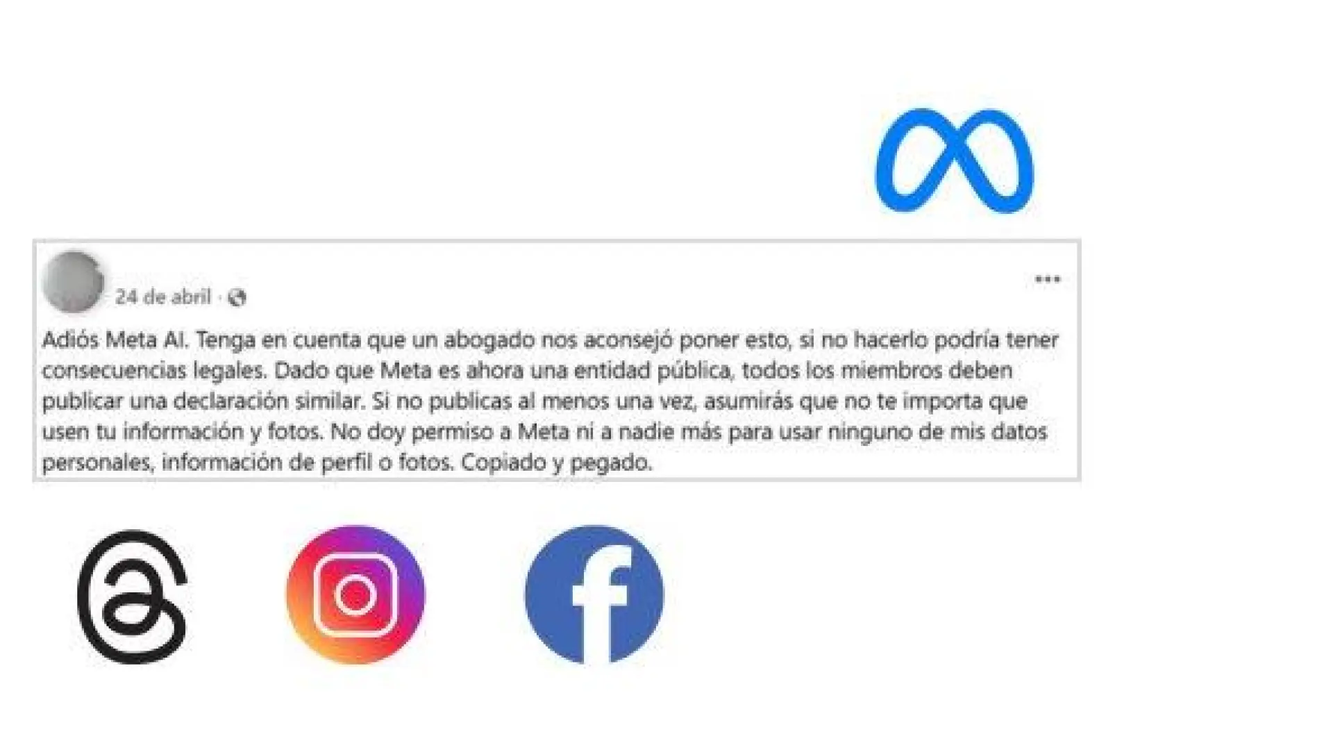 La cadena “Adiós Meta AI” no tiene validez legal para evitar que “usen ...