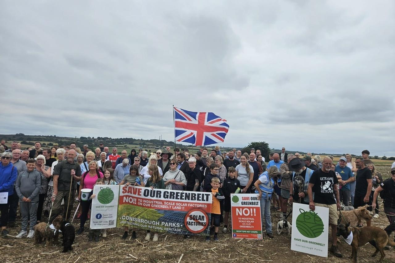 Hundreds join protest walk against huge new solar farm near Doncaster