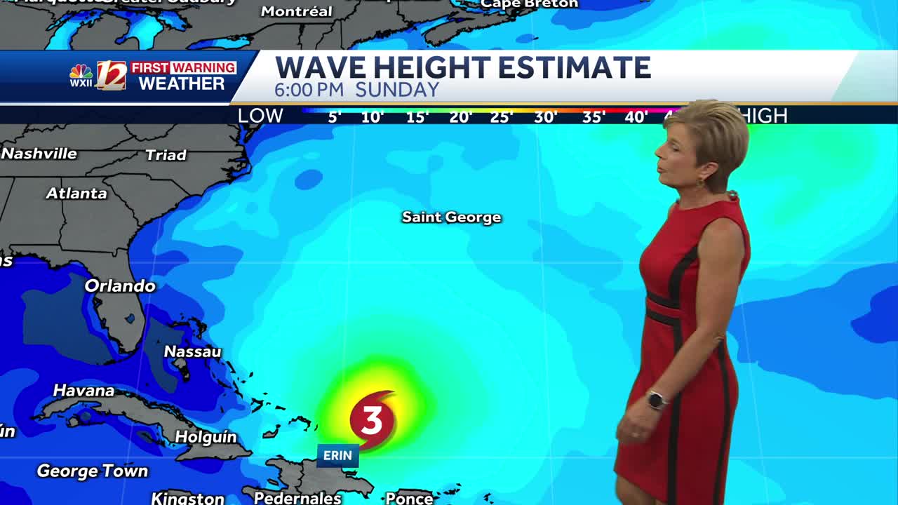 Drop in temps this week in Triad, tracking Erin and coastal impacts too