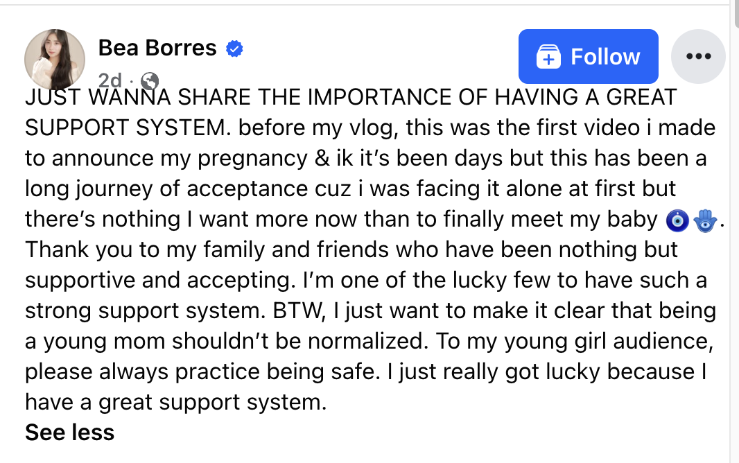 Bea Borres advises young girls: 'Practice being safe'