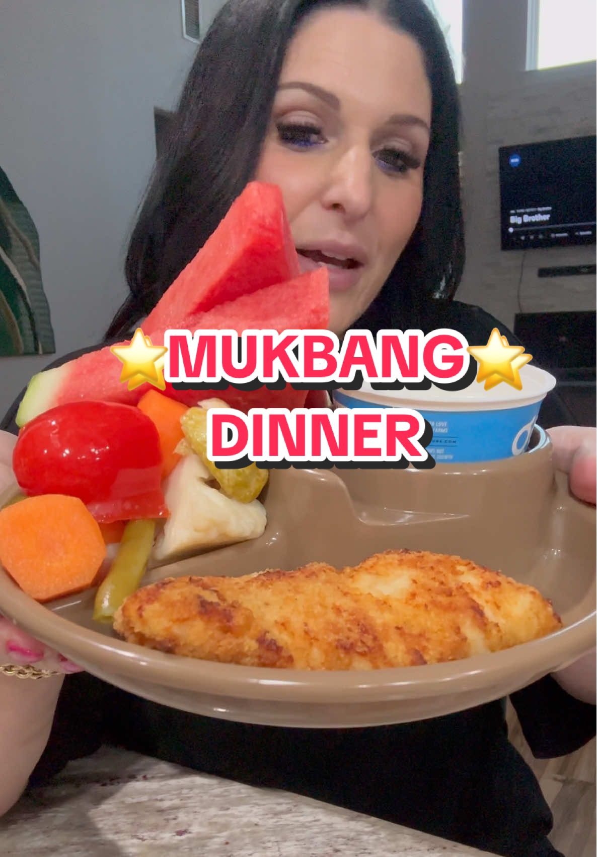 Mukbang Dinner With Pickles and Chicken