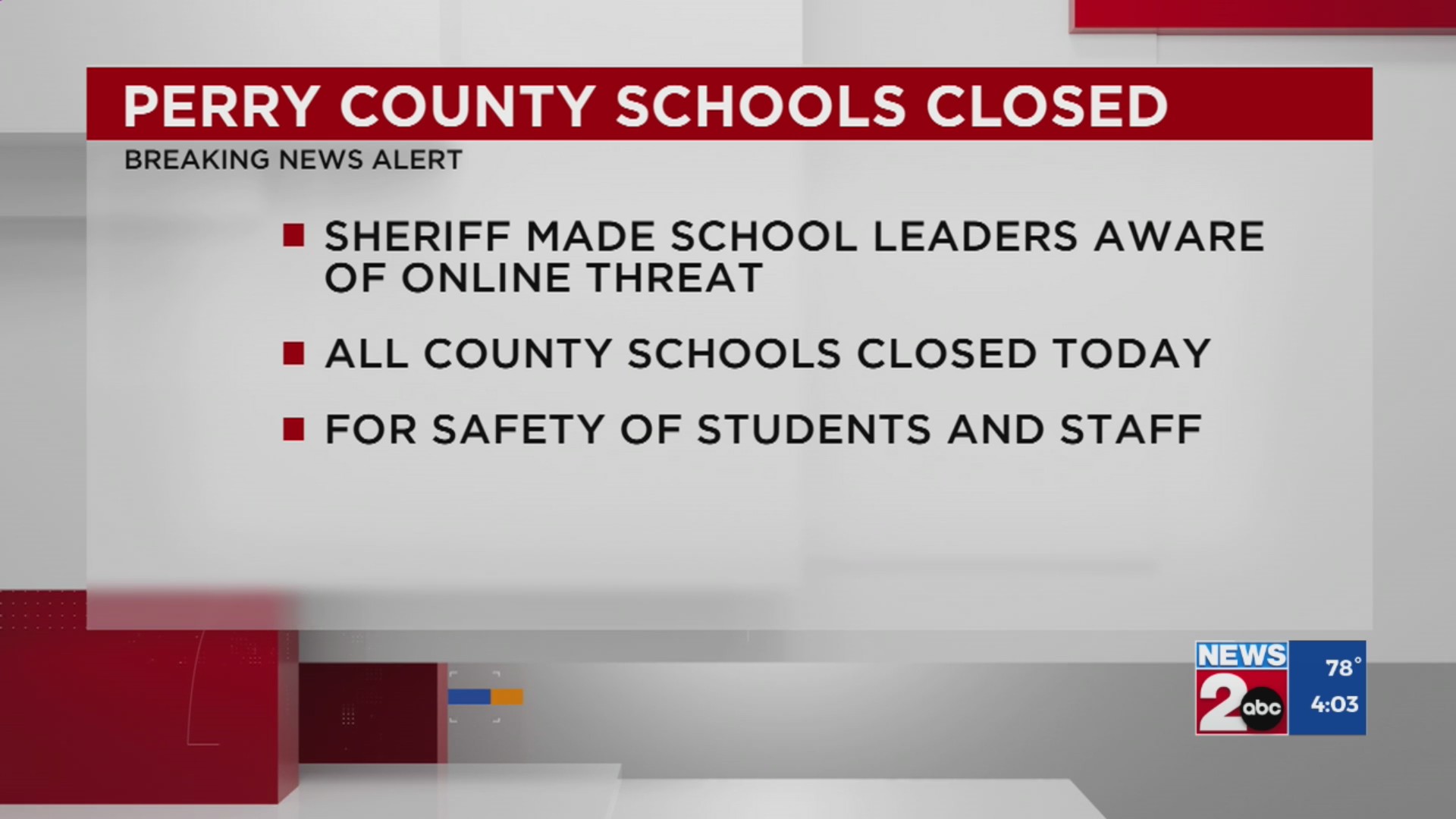 Perry County schools closed Monday due to online threat