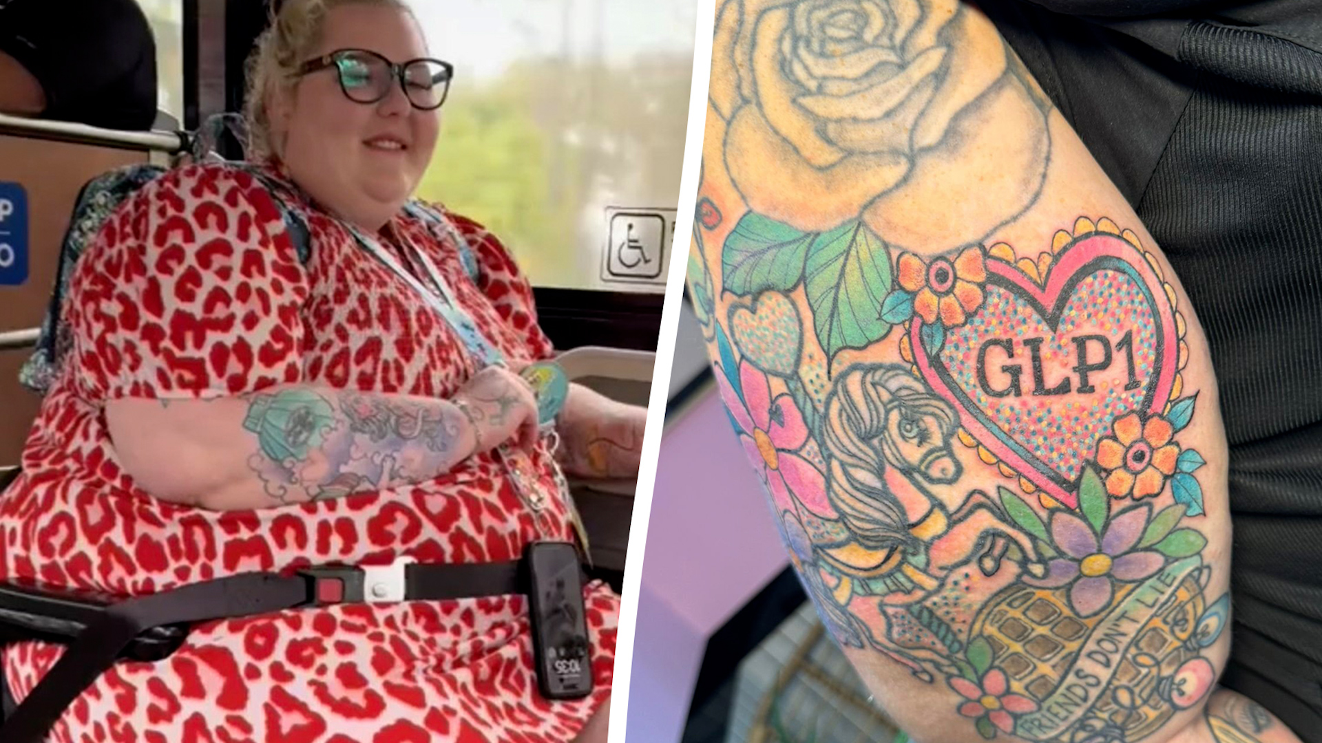 Woman gets Mounjaro tattoo to honour the jab that "saved her life"