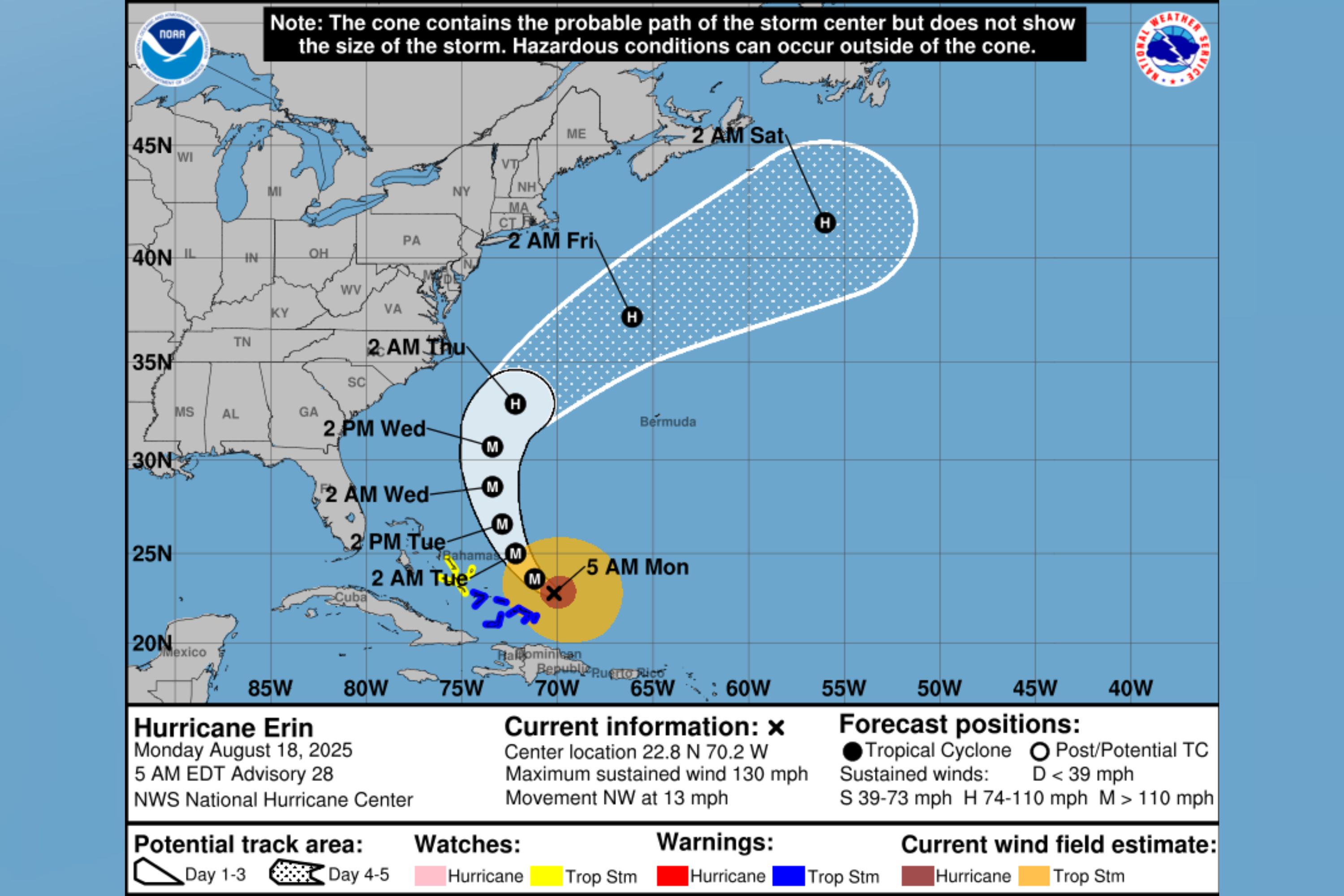 Hurricane Erin update: Storm strengthens as dangerous surf warning issued