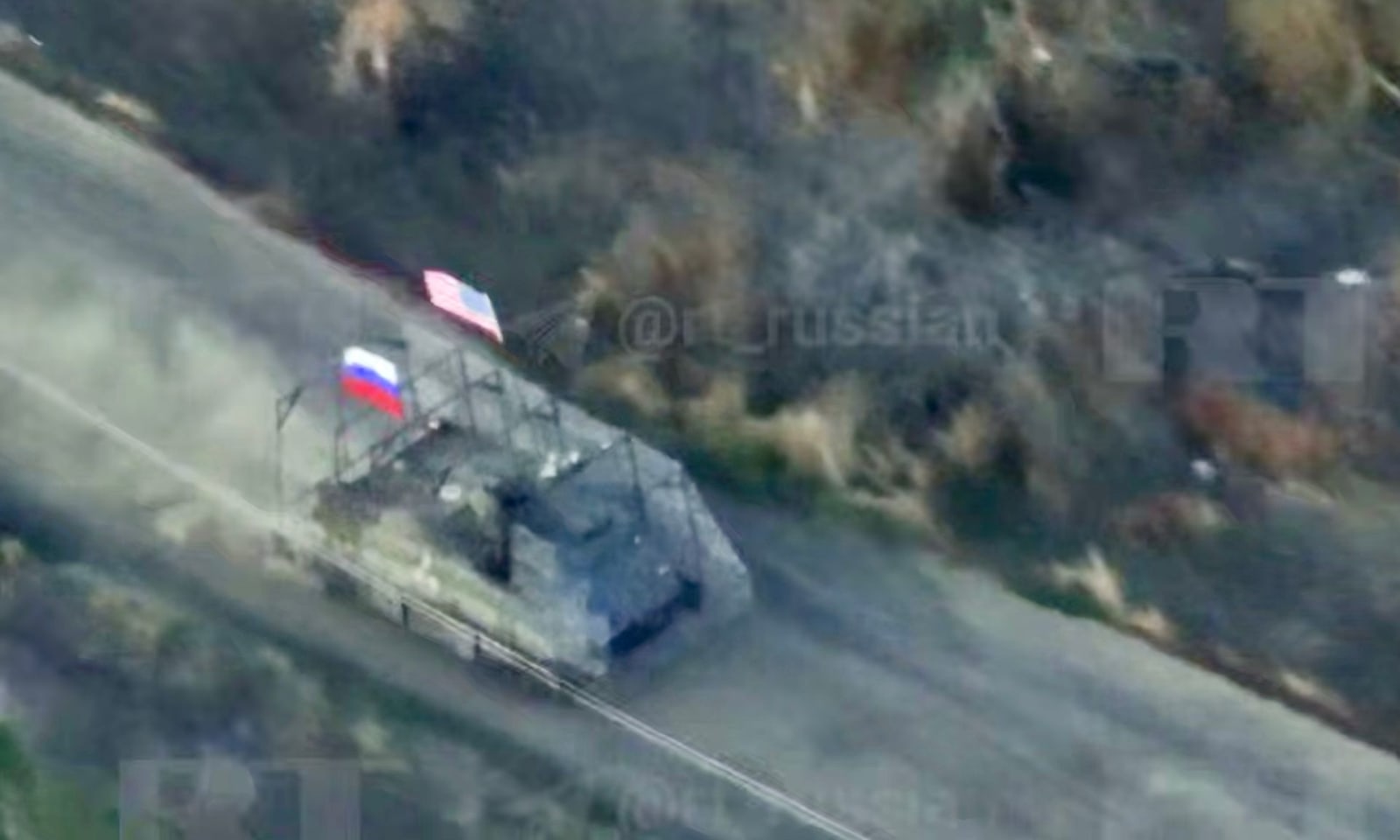 Russian media shows US armored vehicle with Russian, American flags ...
