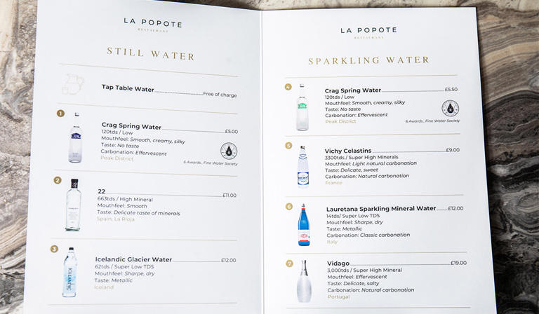 Michelin star restaurant launches new ‘water menu’ with bottles for up ...