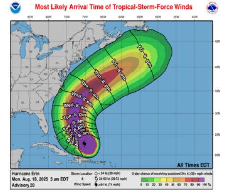 Hurricane Erin could impact NY beaches this week: See maps, forecast ...