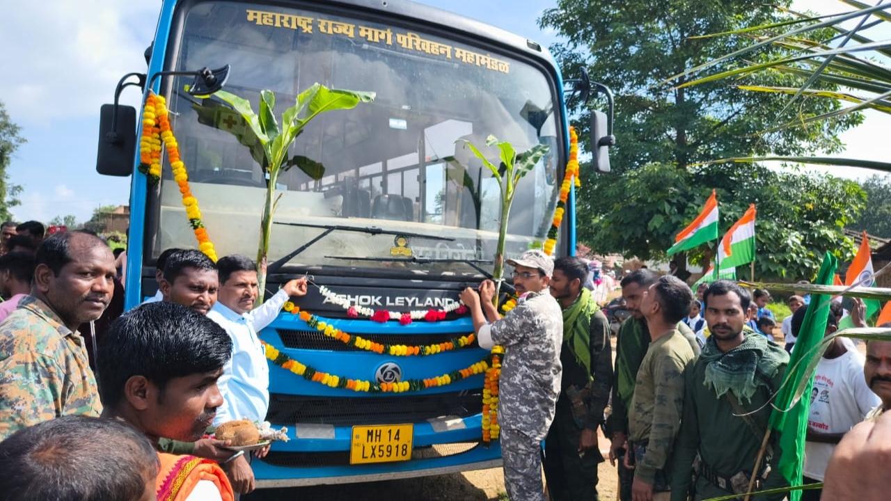 First-ever bus service begins in remote Ambeshari village of Gadchiroli