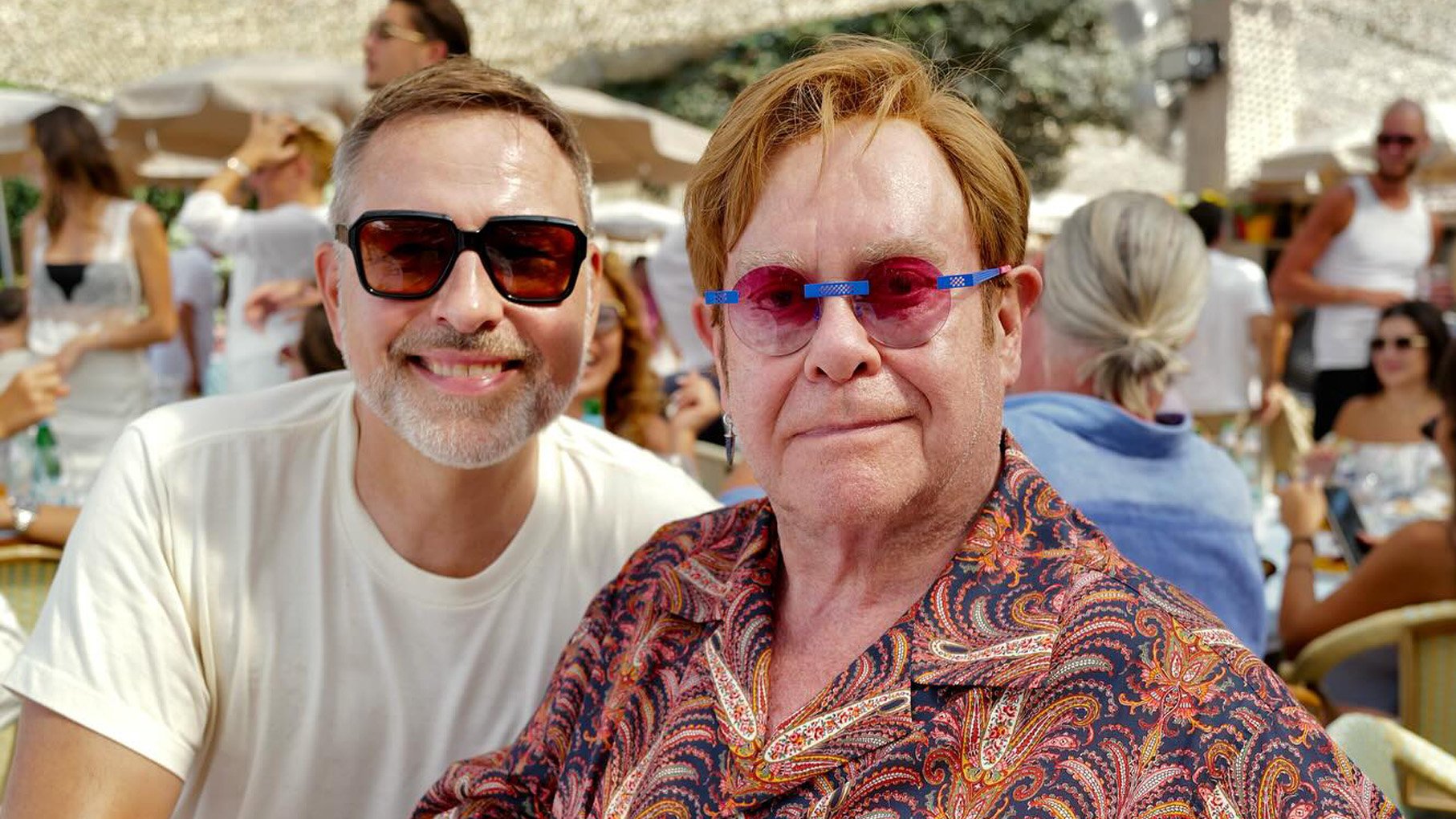 Sir Elton John parties with David Walliams in France