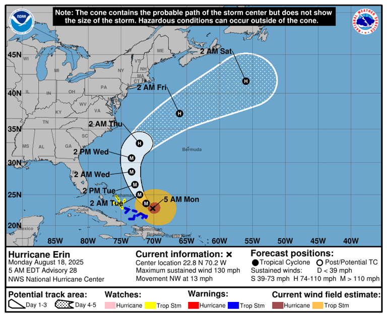 Hurricane Erin to bring 'life-threatening' impacts to NC, state of ...
