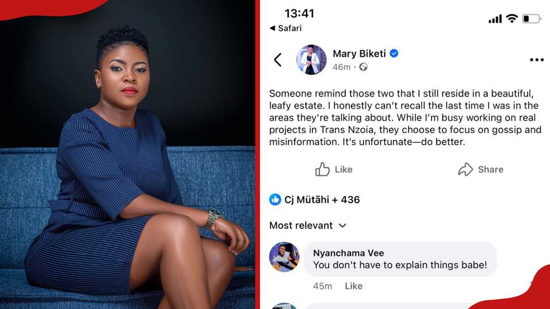 Mary Biketi denies being broke, being dumped by Oparanya and living in Syokimau