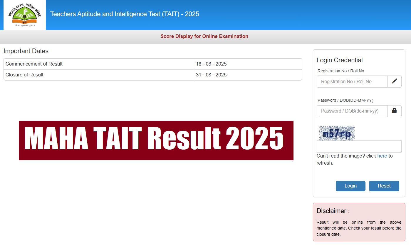 MAHA TAIT Result 2025 Released mscepune.in, Check Steps to Download ...