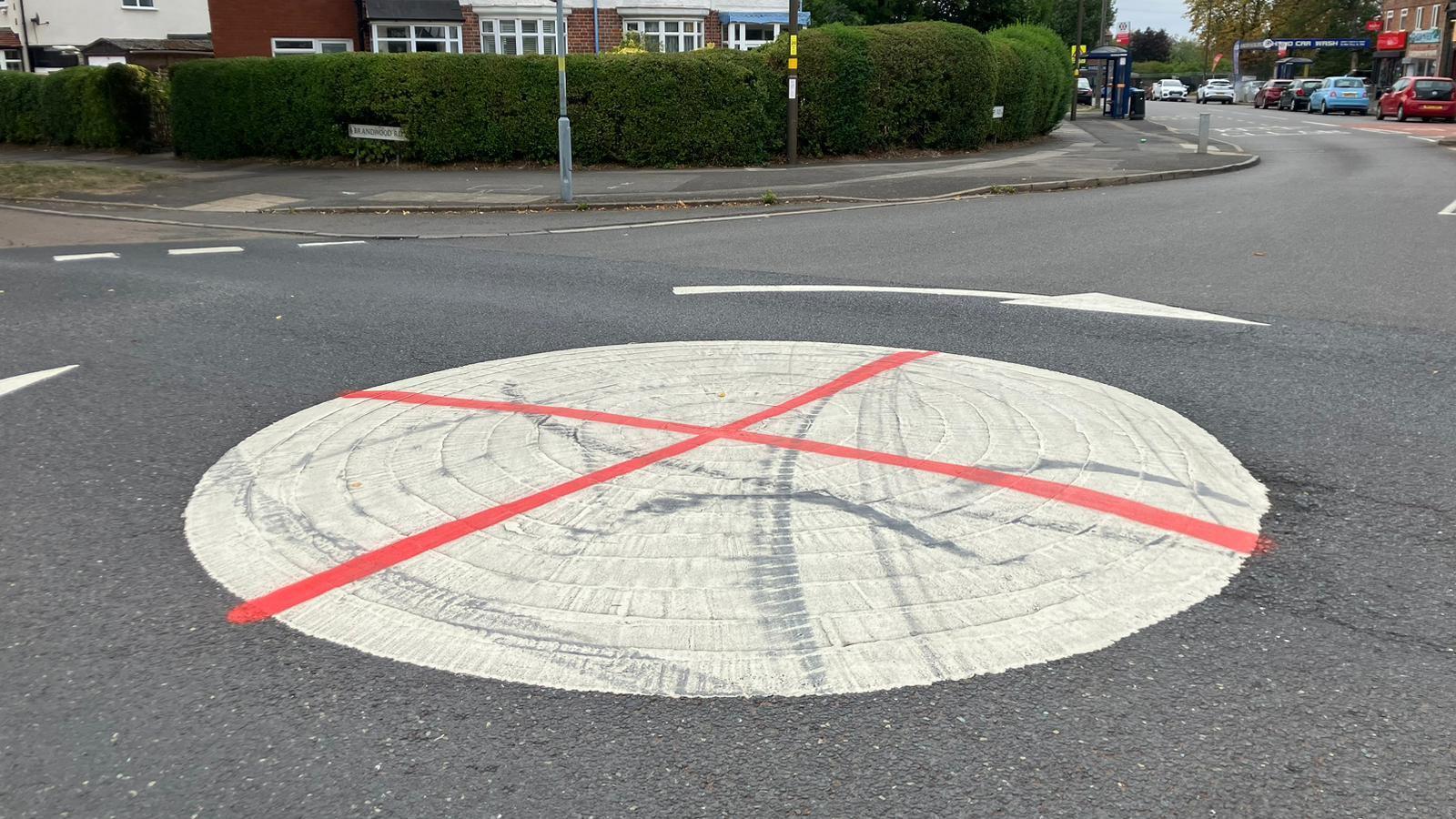 Roundabouts vandalised to look like England flags