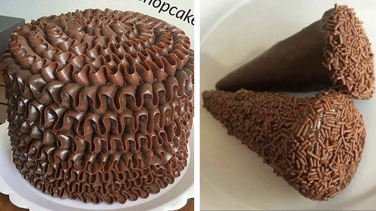 Chocolate Ruffle Cake & Sprinkle Cones | Satisfying Cake Compilation