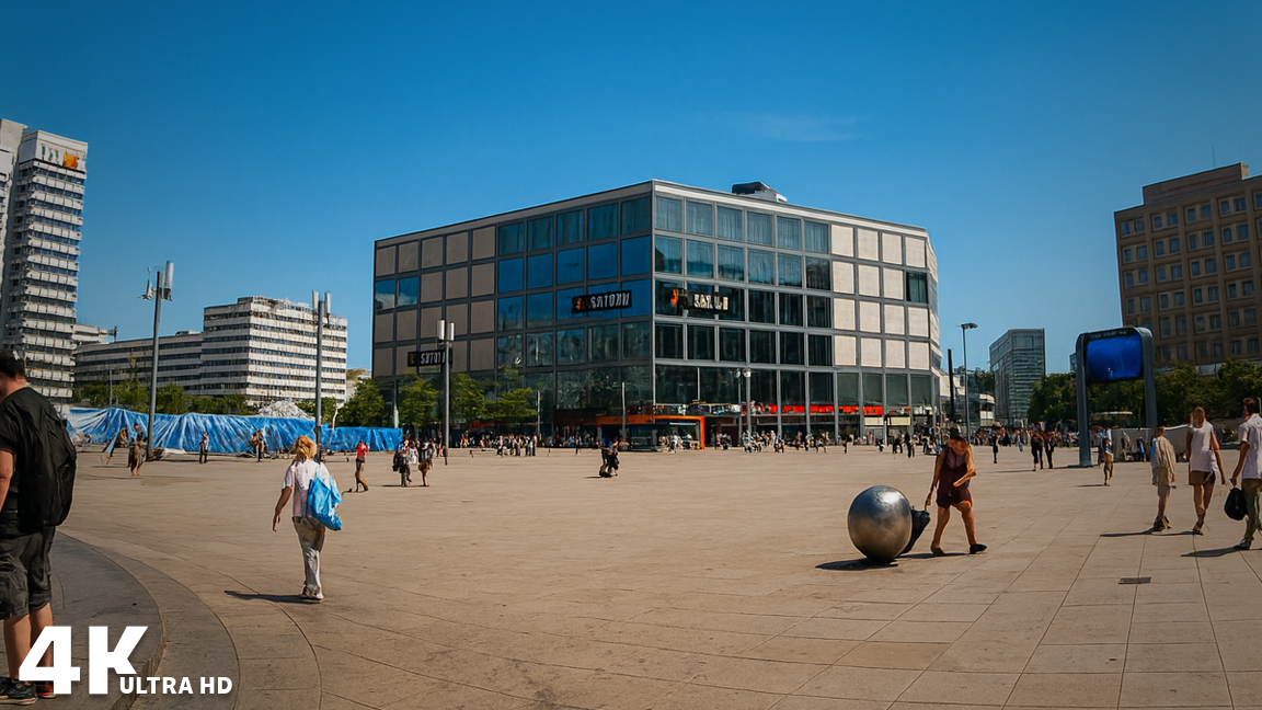 Walking Tour at Alexanderplatz in Berlin, Germany – Sunny Day Views (4K)