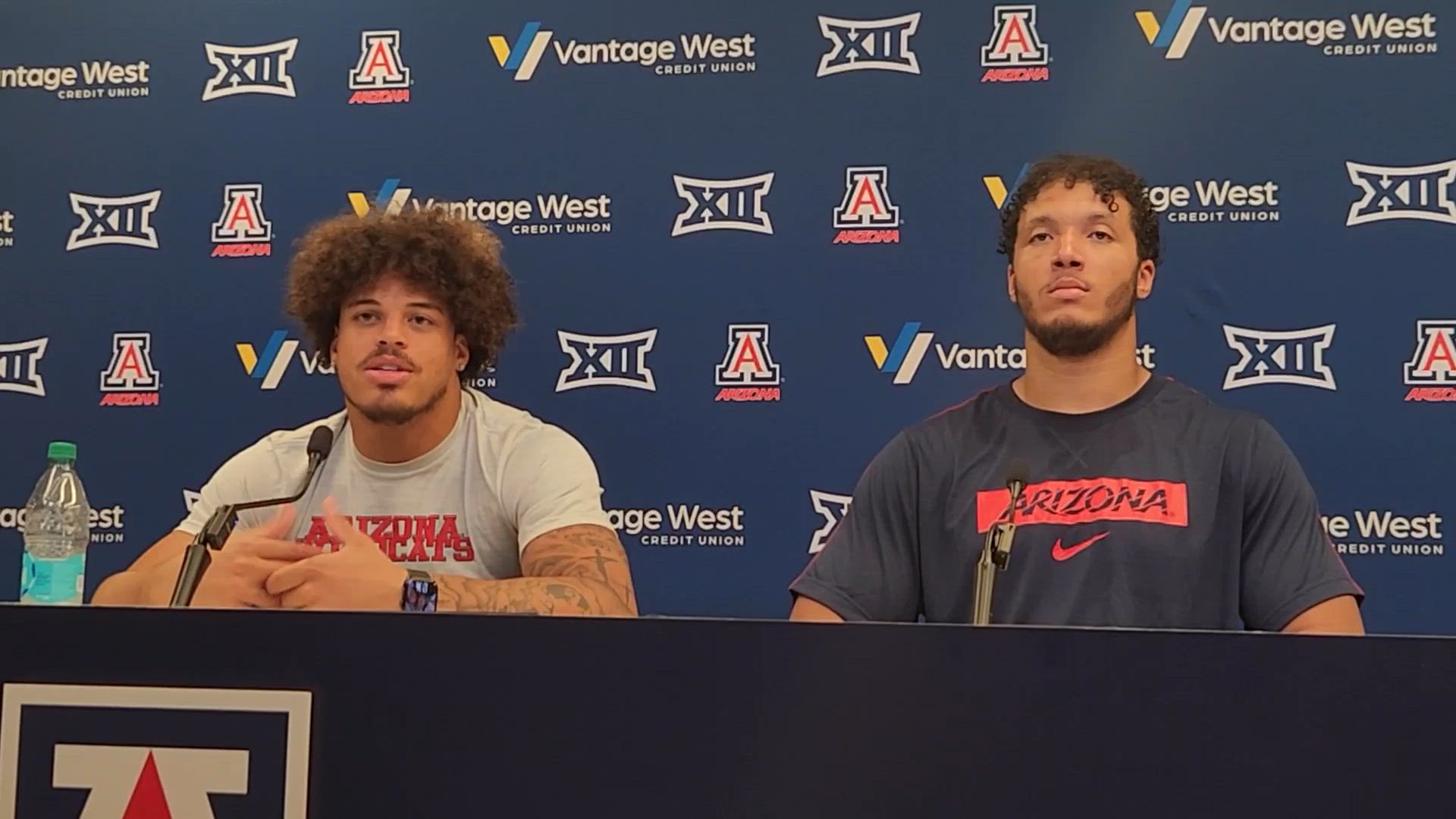 Arizona Wildcats Dalton Johnson and Tre Smith on Coach Gonzalez ...