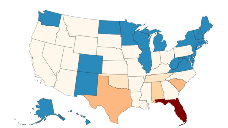 Map shows states that have executed most death row inmates this year