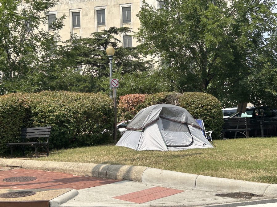 Before-and-after photos of cleared-out DC homeless camps