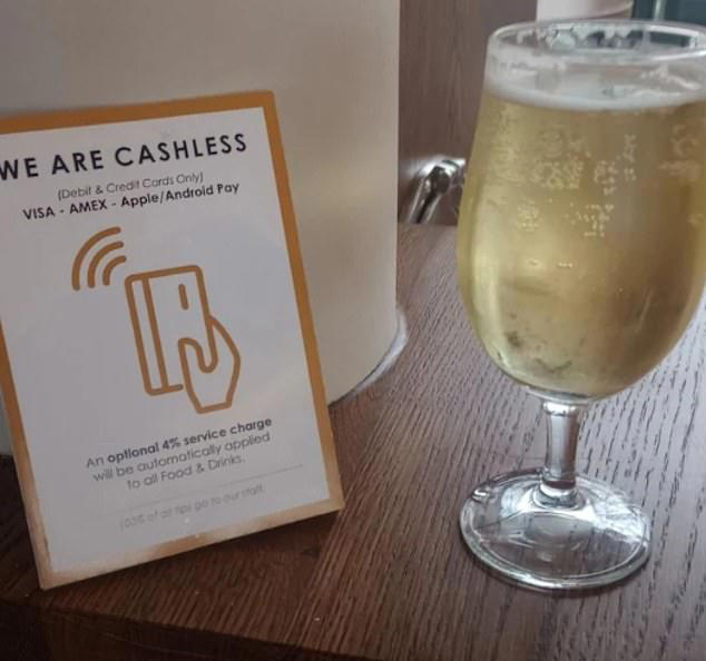 Now London pub adds 4pc 'optional charge' to drinks customers order at ...