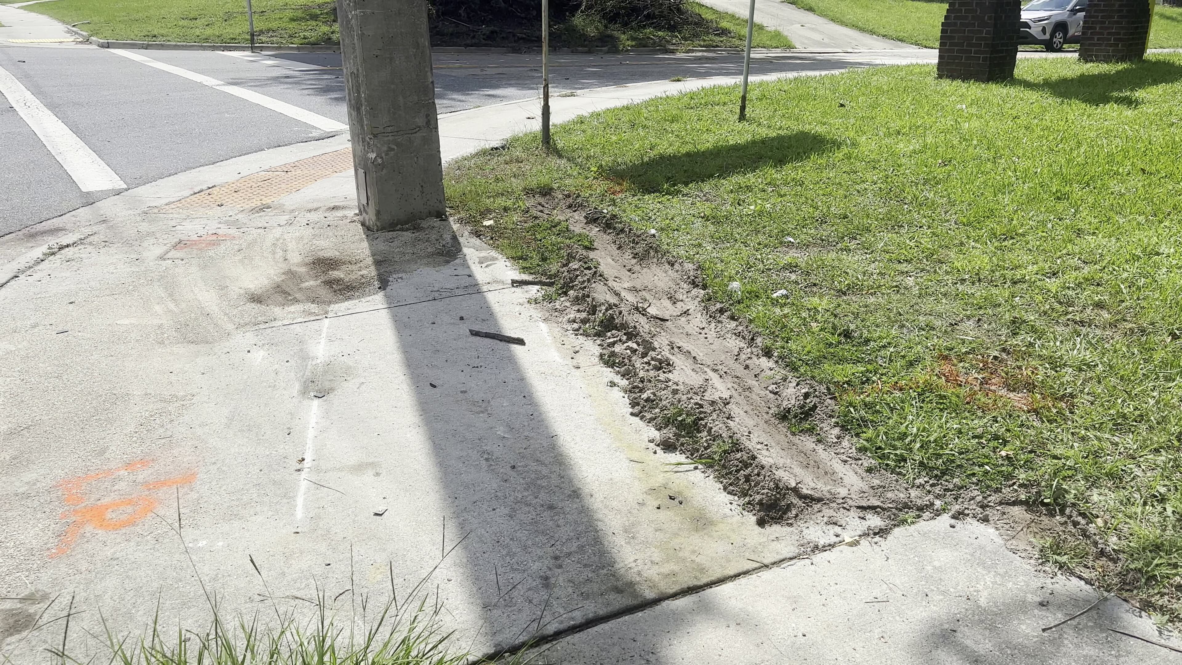Driver hospitalized after pickup collides with concrete pole in Lake City