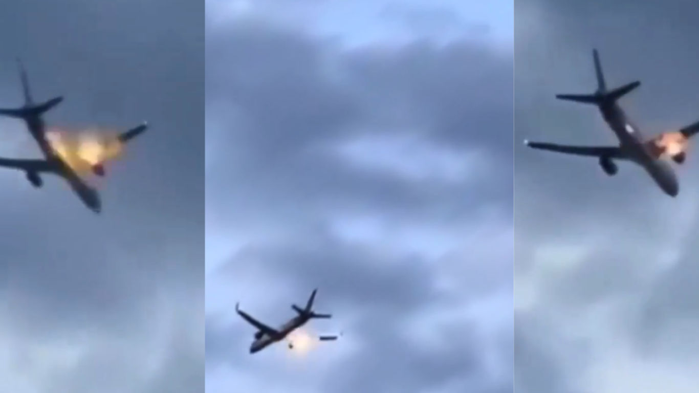 Plane Engine Catches Fire In Viral Video